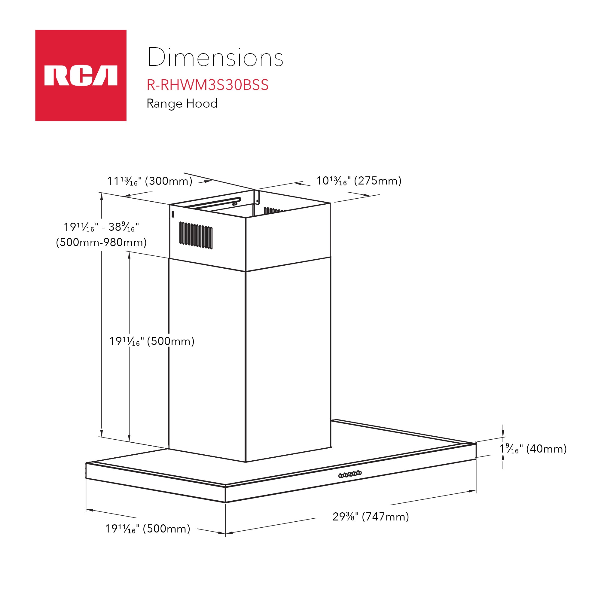 30 in. Sterling Collection 400 CFM Ducted T-Shape Wall Mount Range Hoo ...